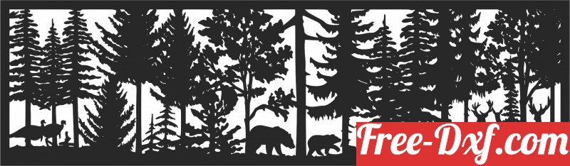 Download bears deers scene forest art 0VK9N High quality free Dxf