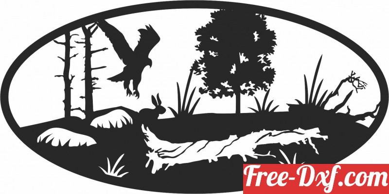 Download eagle scene forest art 0YoxL High quality free Dxf files