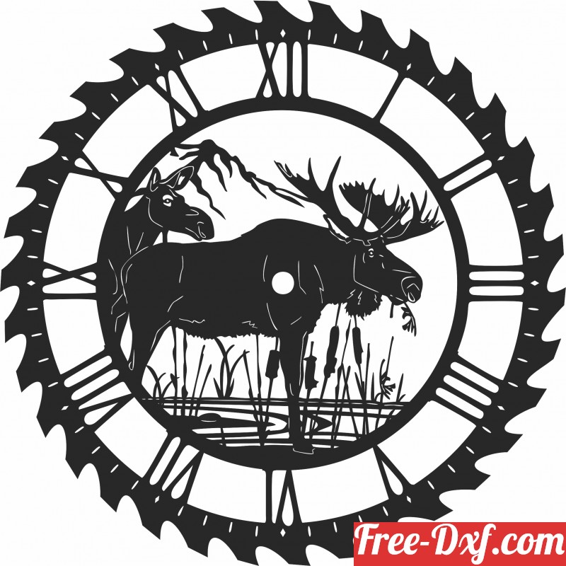 Download moose sceen saw wall clock svg 1Sa9Z High quality free