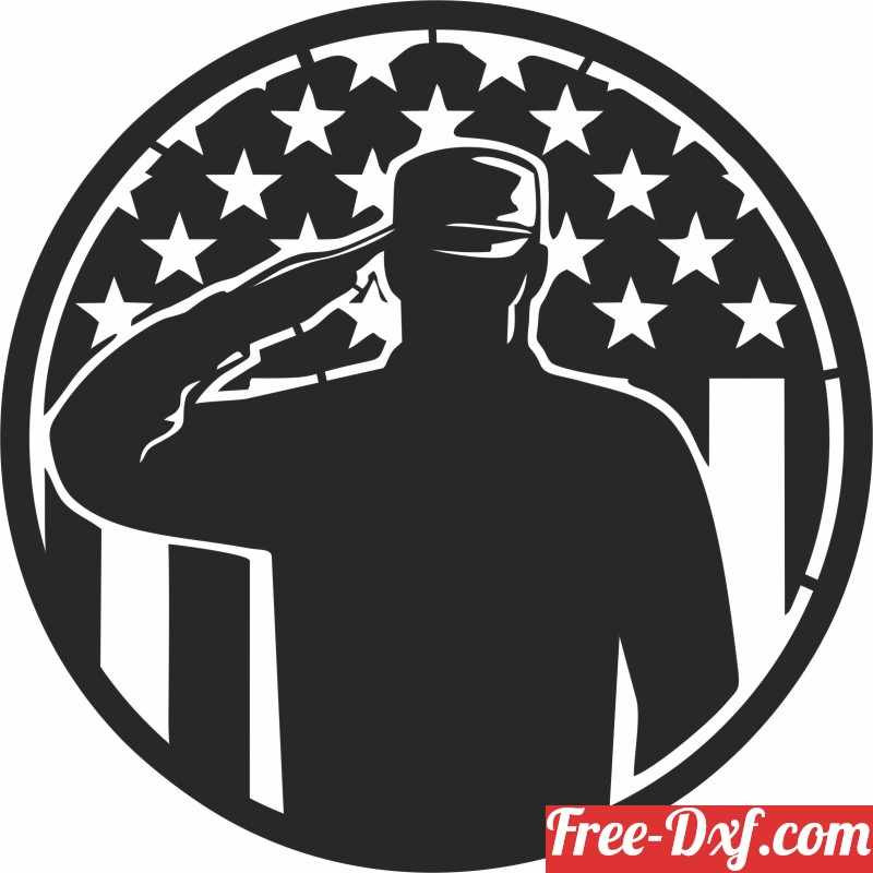 Download veterans day soldier with usa flag sign dxf 1pvx5 High q