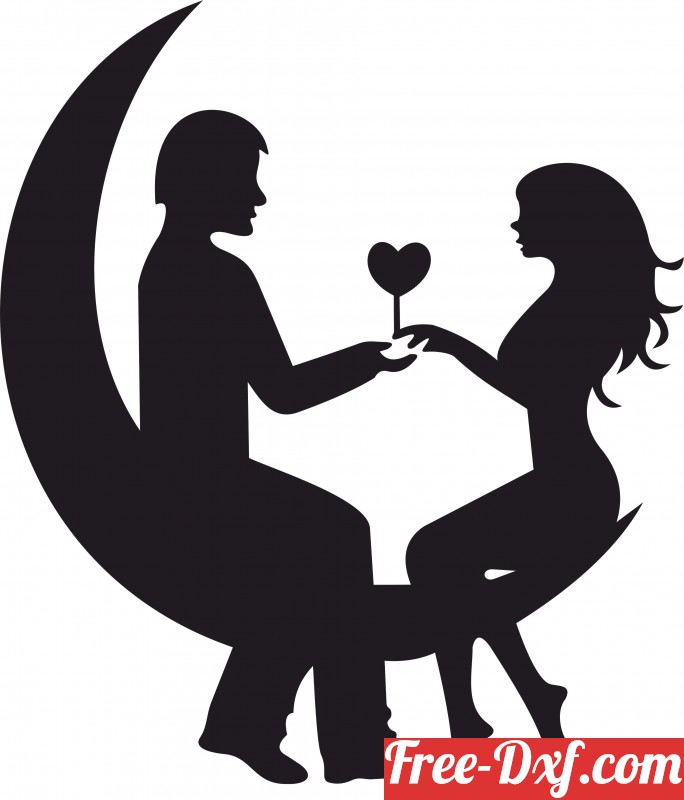 Download Couple date love in moon sign gift for valentine dxf 2J1