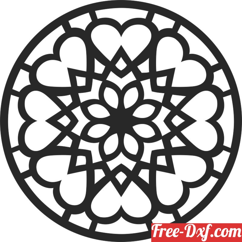 Download mandala round wall decor 377VH High quality free Dxf fil