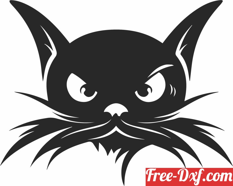 Download Cat face Animal Silhouette 3K8S4 High quality free Dxf f