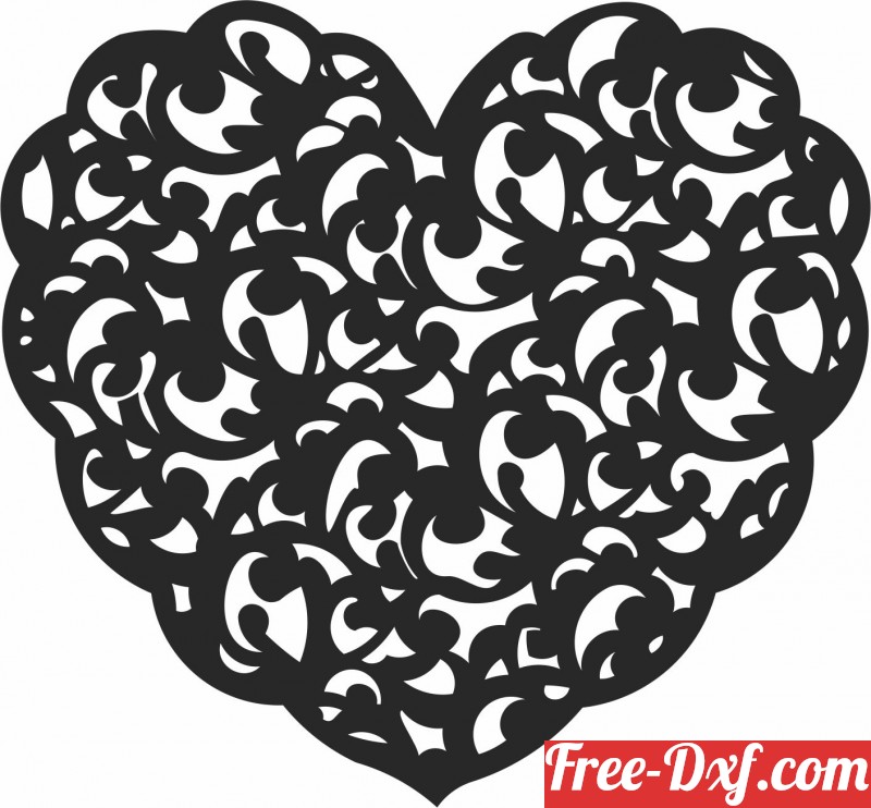 Download Hearts leaves tree wall arts 48EiX High quality free Dxf
