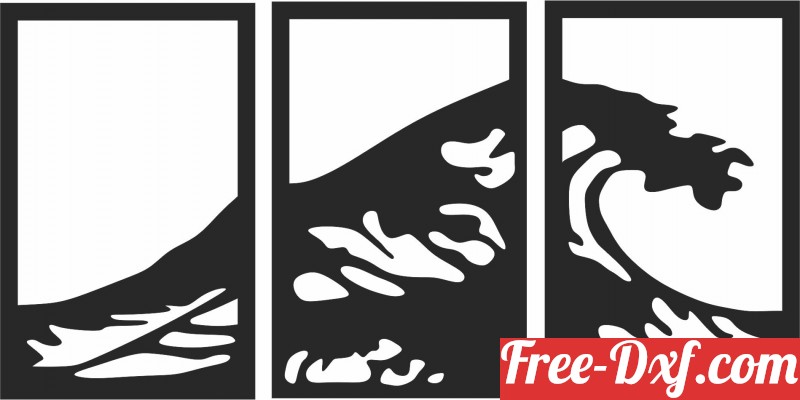 Download waves panels clipart 4NWBc High quality free Dxf files,