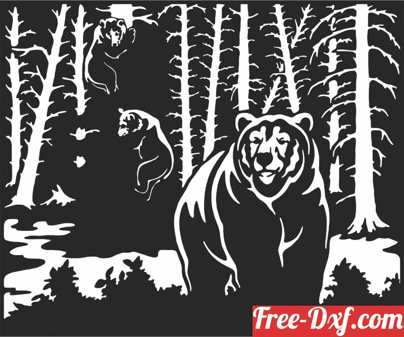 Download Bear Scene Art Wall Decor 5Ehi7 High quality free Dxf fi