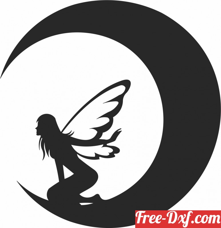 Download Fairy on the moon art decors 5ZfuF High quality free Dxf