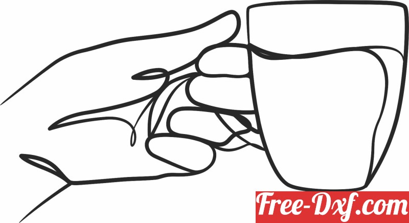 Download one Line Drawing hand holding cup 5kdnO High quality fre