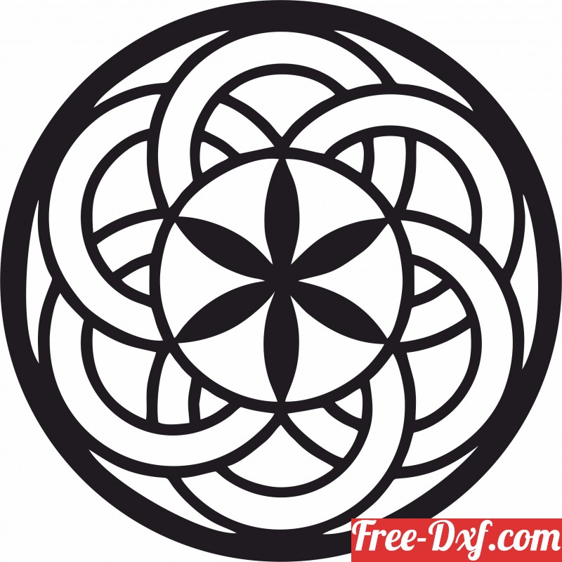 Download mandala wall art design 60KBL High quality free Dxf file