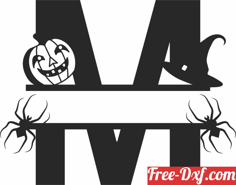 Download Split monogram M halloween dxf 60i9J High quality free