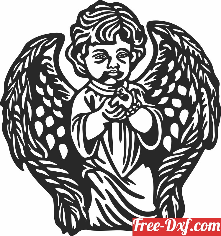 Download Angel wall decor 6Sn6A High quality free Dxf files, Svg,