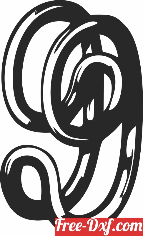 Download 9 split monogram numbers 6fu3e High quality free Dxf fil
