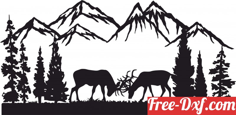 Download deers buck forest scene art 6ozju High quality free Dxf