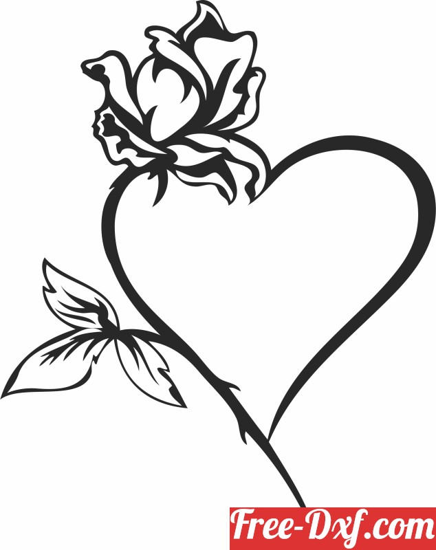 Download heart with rose dxf 7TnKK High quality free