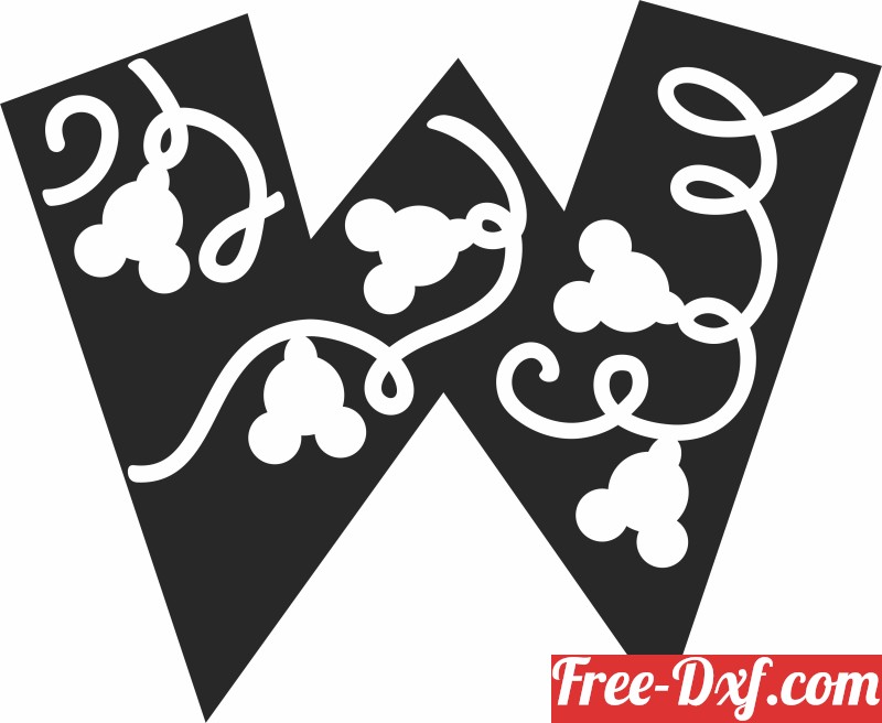 Download Mickey Mouse W monogram 8AuOq High quality free Dxf file