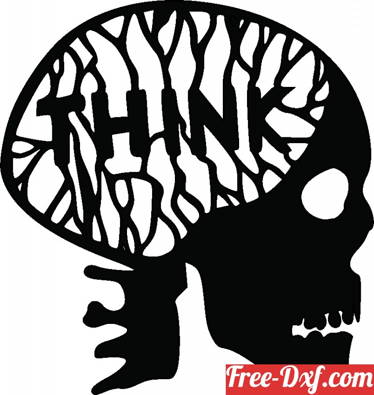 Download skull with think word 8NIzt High quality free Dxf files,