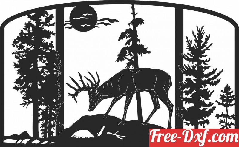 Download deer scene forest art 8Ylmo High quality free Dxf files,
