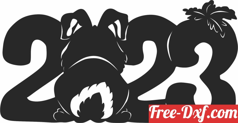 Download 2023 rabbit new year decor 967ox High quality free Dxf f