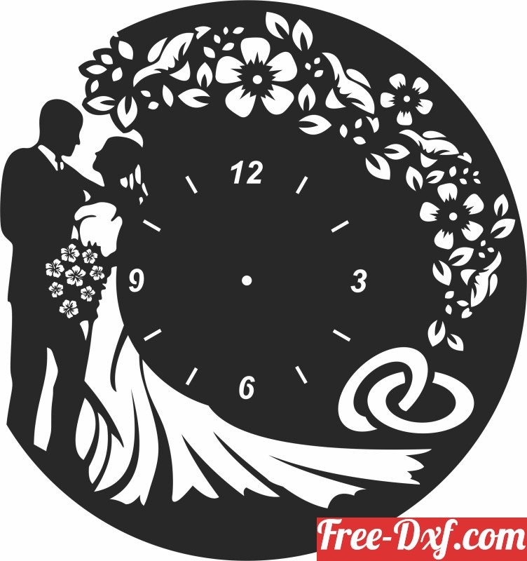 Download Wedding wall vinyl clock dxf 9OBvG High quality free