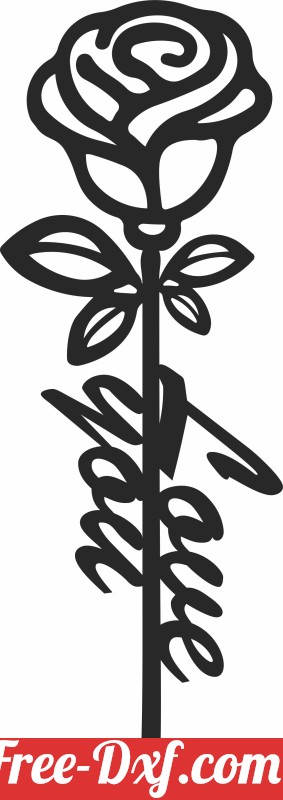 Download flower love you 9Xm8d High quality free Dxf files, Svg,