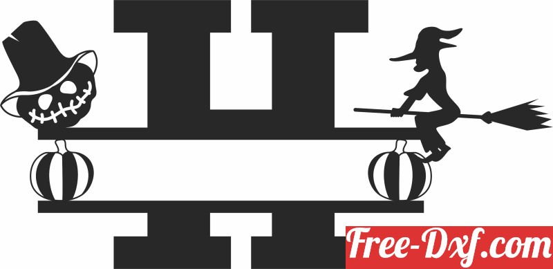Download Split monogram H halloween 9ZNt5 High quality free Dxf f