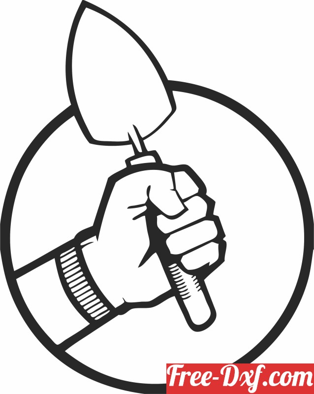 Download Hand Holding Spade wall sign A1Jme High quality free Dxf
