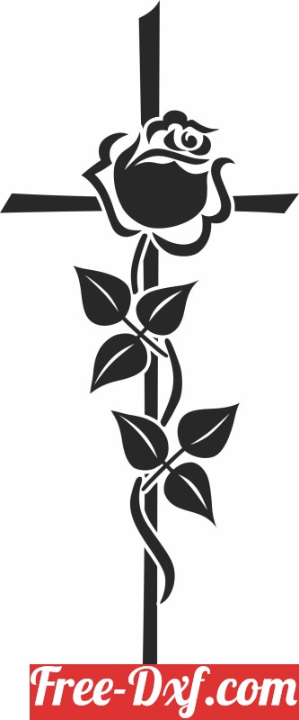 Download cross with flower cliparts AS61G High quality free Dxf f