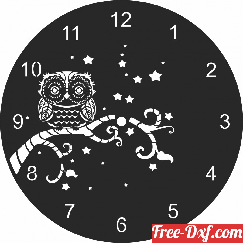Download owl Wall Clock Vinyl AzMUS High quality free Dxf files,