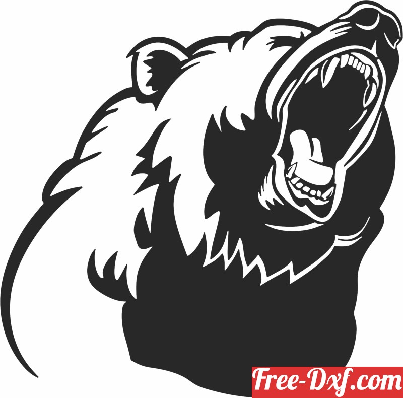 Download angry bear wall art B6CZS High quality free Dxf files, S