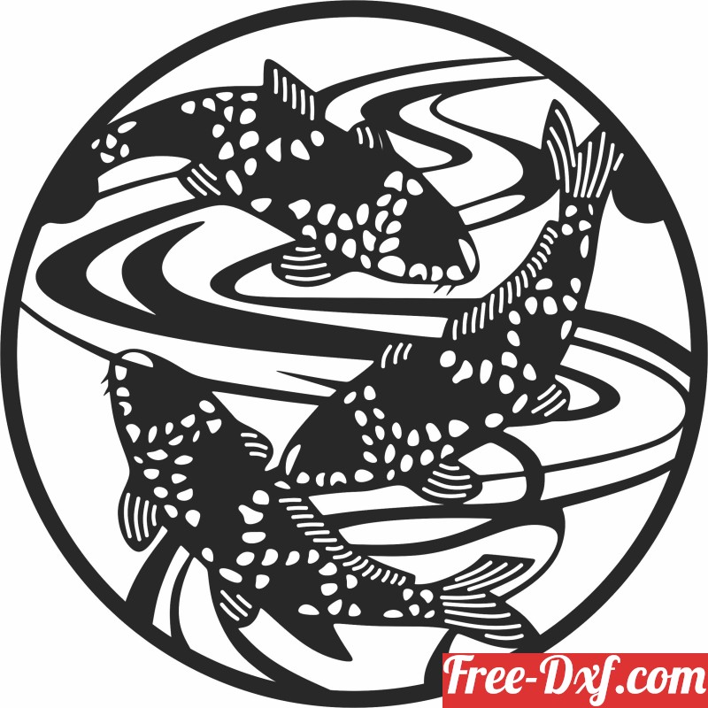 Download Koi Fish wall art dxf BUVyq High quality free