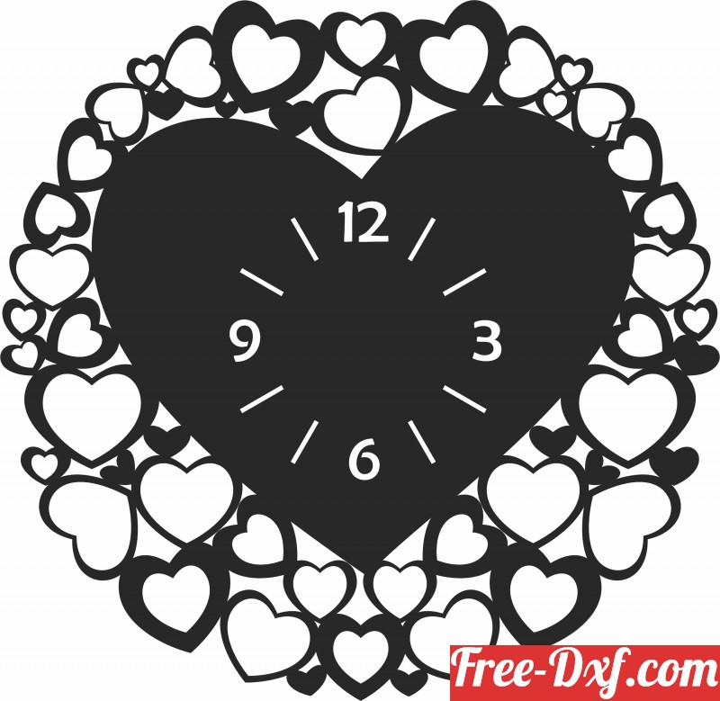 Download heart Wall Clock Vinyl CMSQc High quality free Dxf files