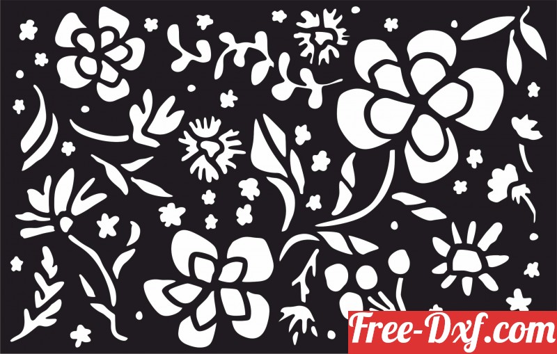 Download Decorative floral wall screen pattern with flowers dxf C