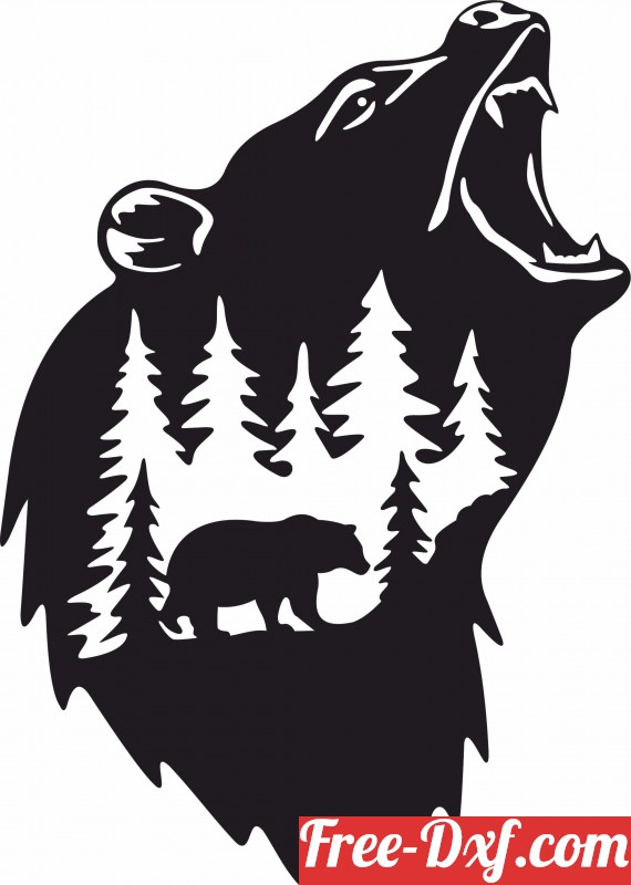 Download Bear Scene Art Wall Decor Cj3x0 High quality free Dxf fi
