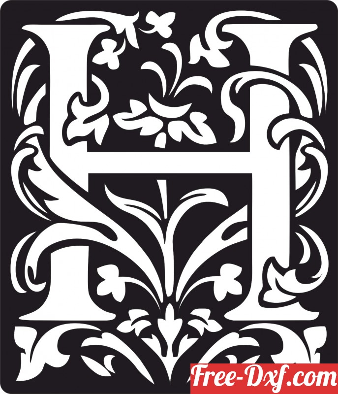 Download Personalized Monogram Initial Letter H Floral Artwork Cu