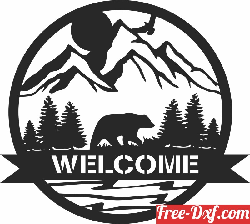 Download welcome bear signs D0cJ3 High quality free Dxf files, Sv