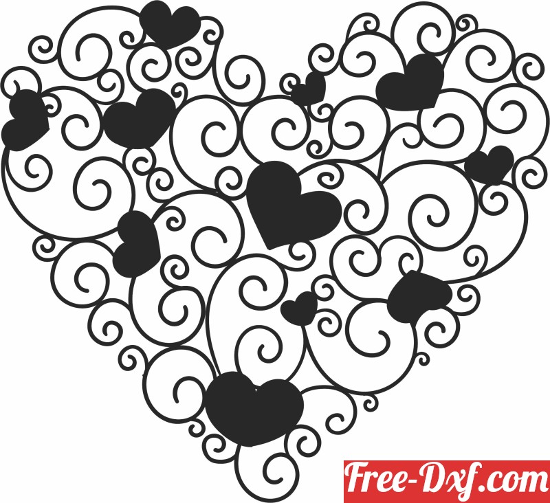Download heart art clipart dxf D7Oiw High quality free