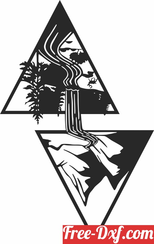 Download cascade waterfall scene art D8dMO High quality free Dxf