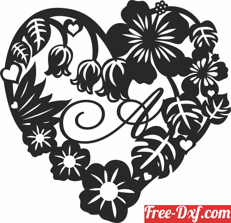 Download valentines Day floral Heart dxf DAyPS High quality free