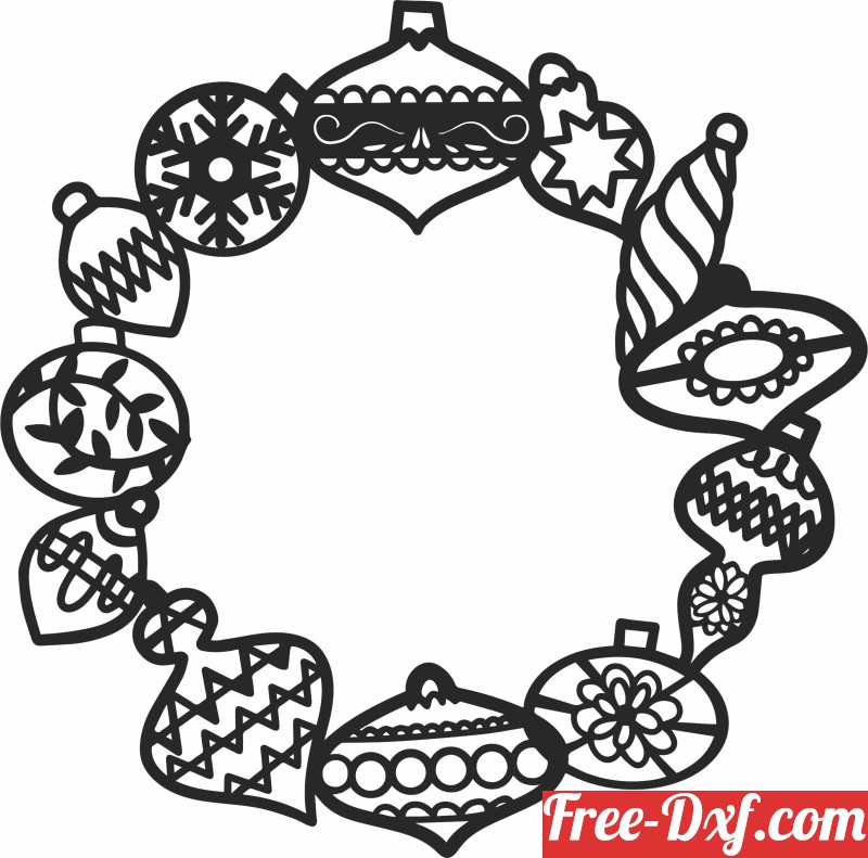 Download Christmas wreath ornament DFgep High quality free Dxf fi