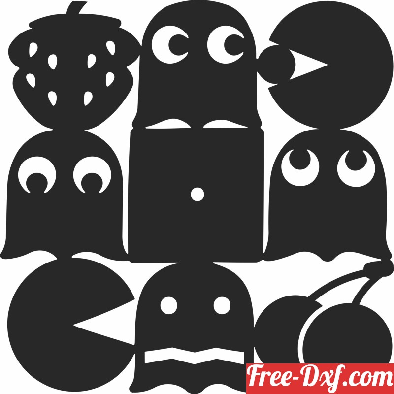 Download pacman wall vinyl clock DGhws High quality free Dxf file