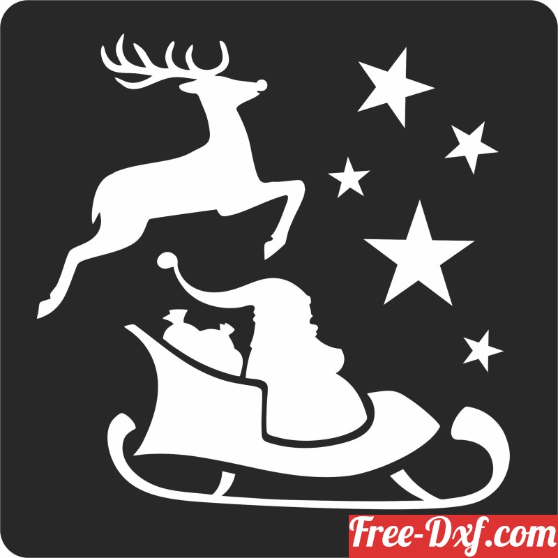 Download Santa Claus With Sleigh DQzvQ High quality free Dxf file