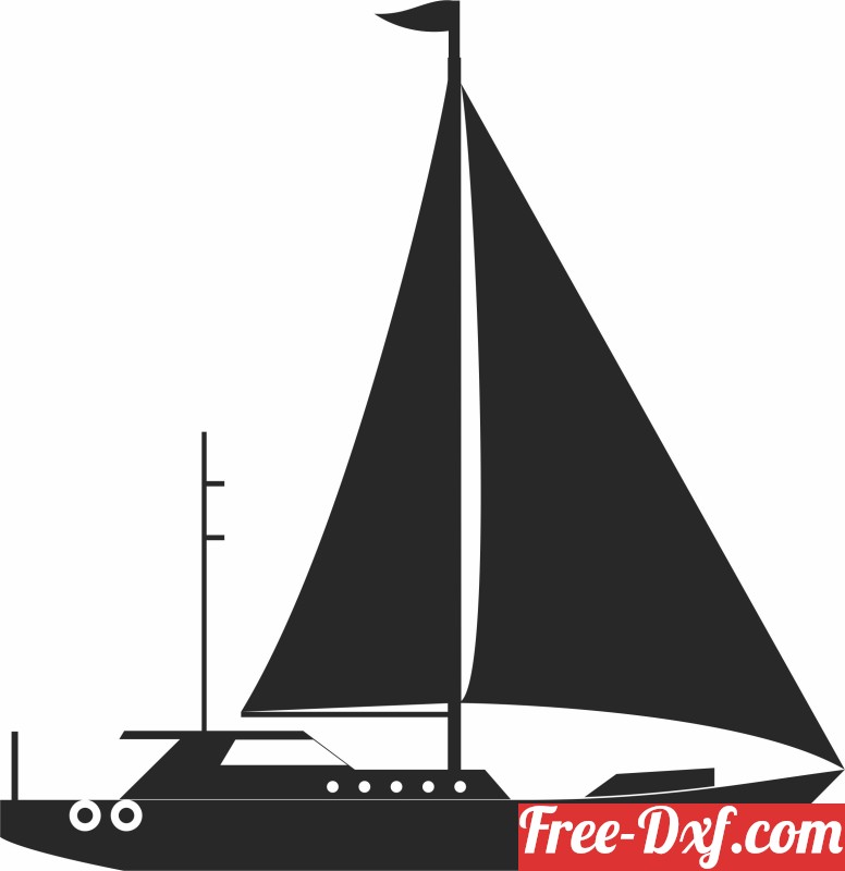 Download sailboat silhouette DT6r4 High quality free Dxf files, S