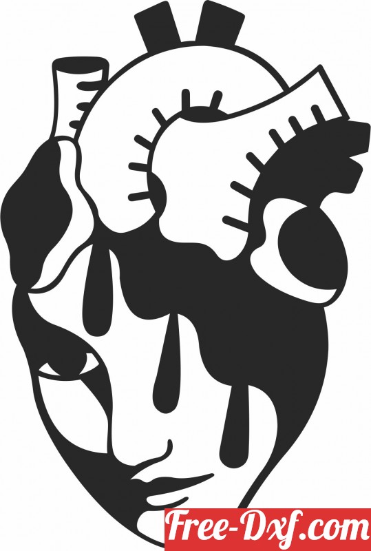 Download hearts women face Wall Art DVlLJ High quality free Dxf f