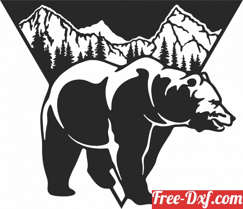 Download Bear Scene Art Wall Decor DiyTD High quality free Dxf fi