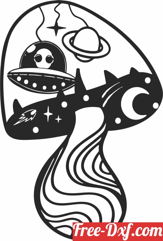 Download Mystical Mushroom with alien DlV3Q High quality free Dxf