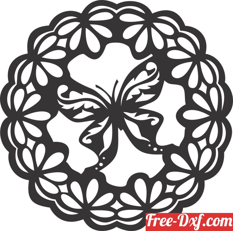 Download butterfly sign dxf wall decor ai EJwk9 High quality free