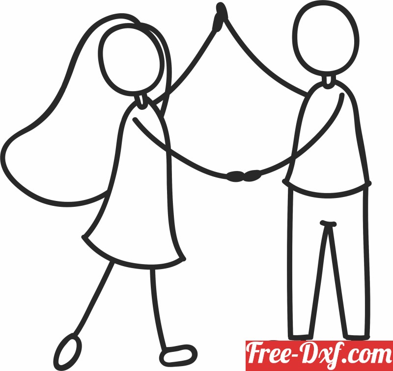 Download Stick figure couple ENGlV High quality free Dxf files, S