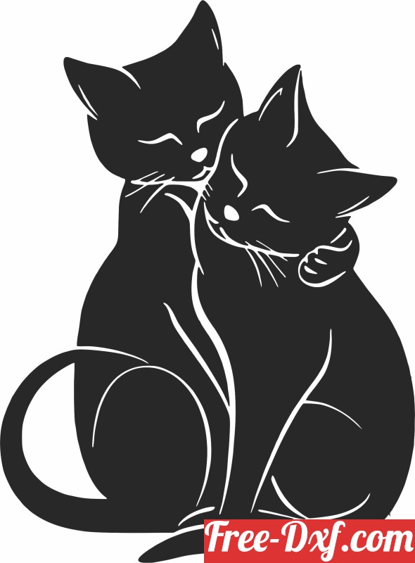 Download lovely cats EXTg6 High quality free Dxf files, Svg, Cdr