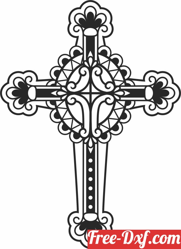 Download cross ornate wall sign dxf Ey0Wn High quality free