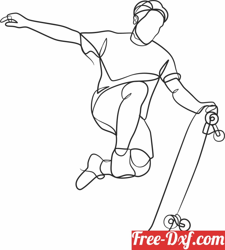 Download Skateboard line art clipart FZSIS High quality free Dxf